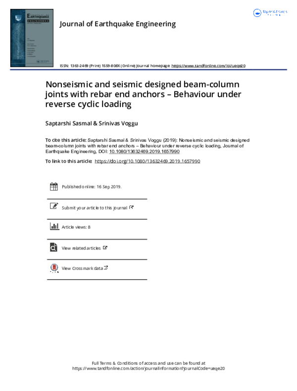 (PDF) Nonseismic and seismic designed beam-column joints with rebar end anchors – Behaviour ...
