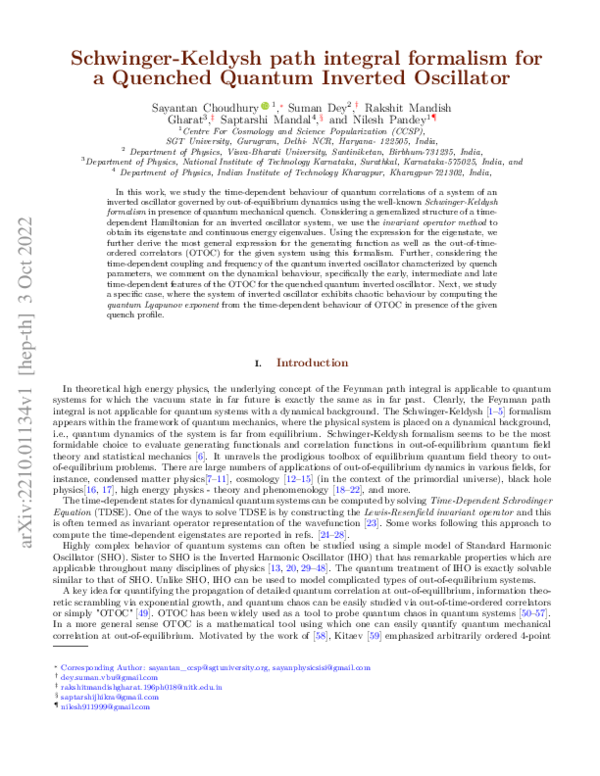 (PDF) Schwinger-Keldysh path integral formalism for a Quenched Quantum ...