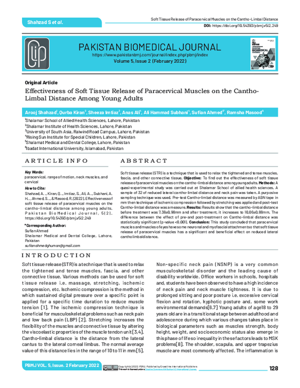 (PDF) Effectiveness of soft tissue release of paracervical muscles on ...