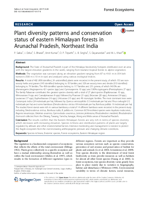 (PDF) Plant diversity patterns and conservation status of eastern ...