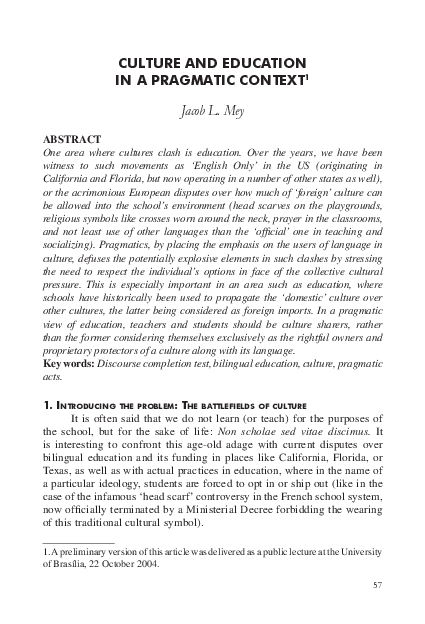 (PDF) Culture and education in a pragmatic context