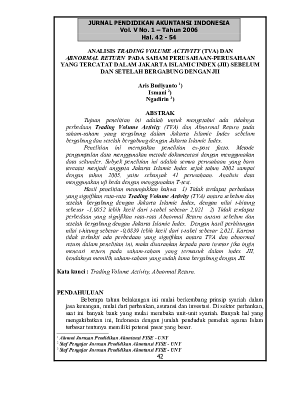 (DOC) Analisis Trading Volume Activity (Tva) Dan Abnormal Return Pada ...