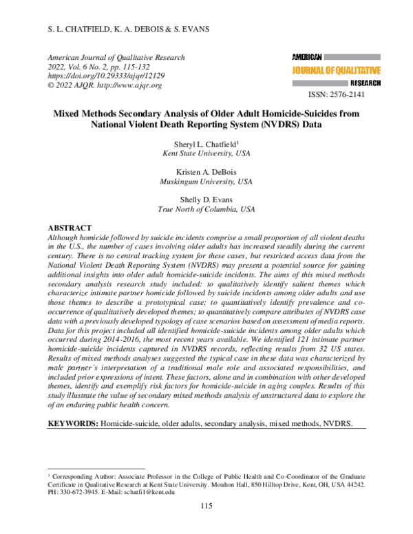 (PDF) Mixed Methods Secondary Analysis of Older Adult Homicide-Suicides ...