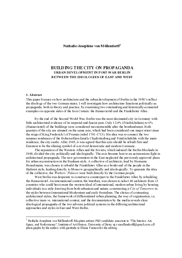 (PDF) Building the City on Propaganda: Urban Development in post-war ...