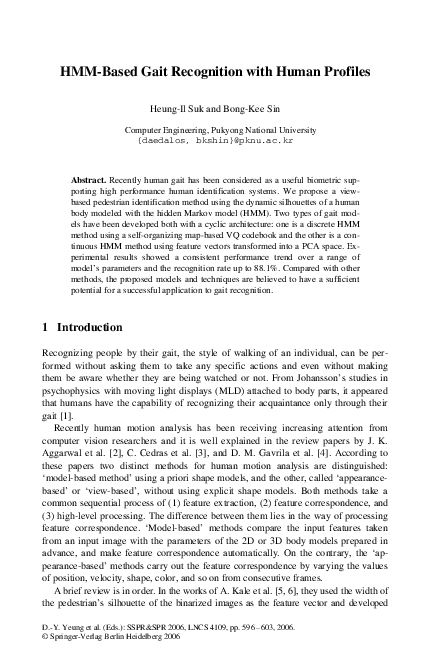 (PDF) HMM-Based Gait Recognition with Human Profiles