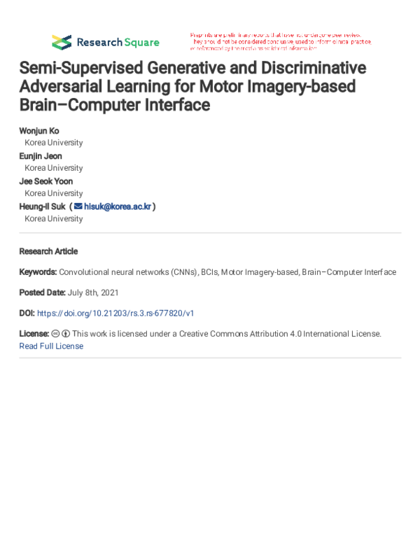 (PDF) Semi-Supervised Generative and Discriminative Adversarial Learning for Motor Imagery-based ...