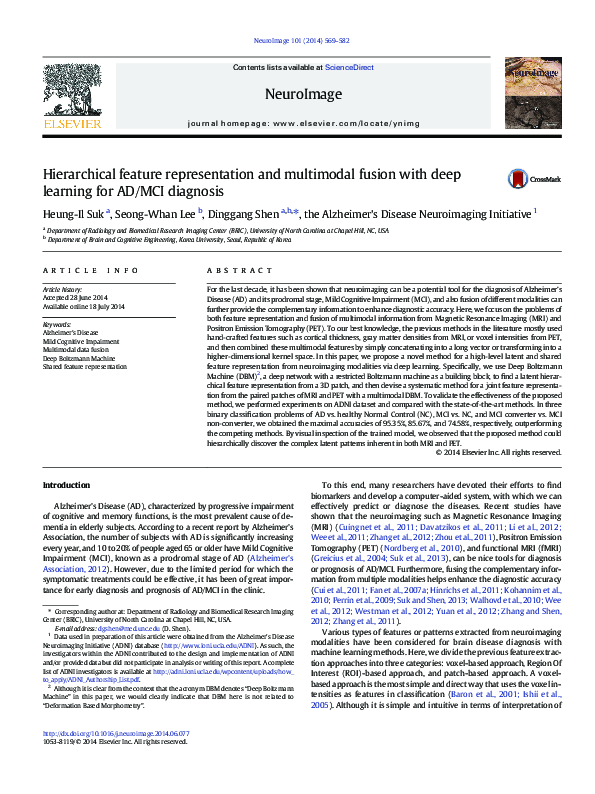 Pdf Hierarchical Feature Representation And Multimodal Fusion With Deep Learning For Admci
