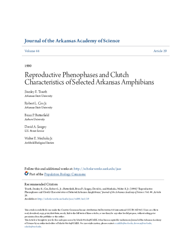 (PDF) Reproductive phenophases and clutch characteristics of selected ...