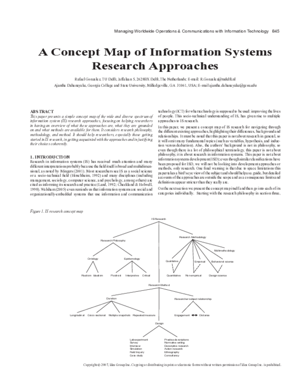(PDF) A Concept Map of Information Systems Research Approaches
