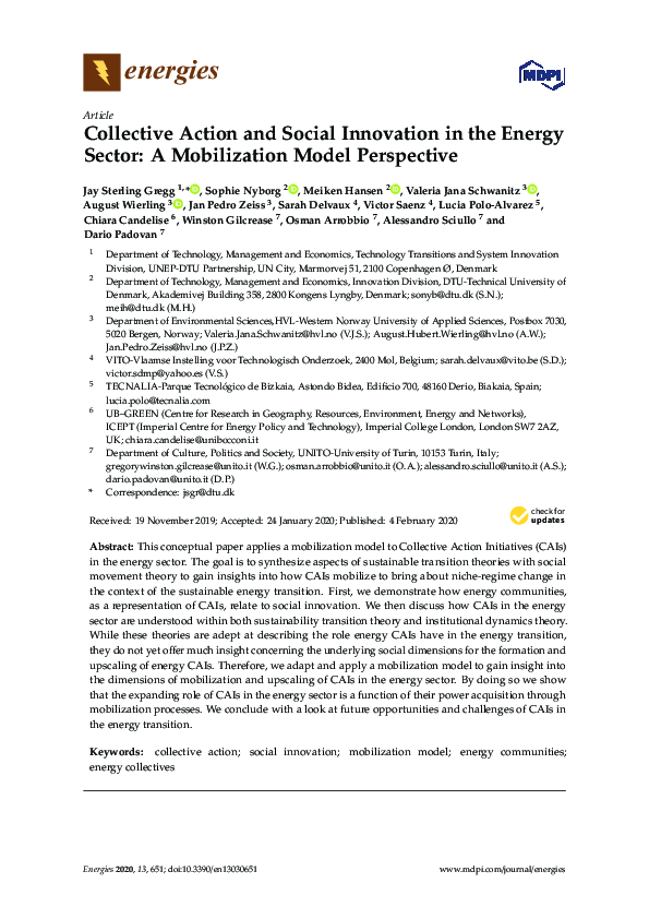 (PDF) Collective Action and Social Innovation in the Energy Sector: A ...