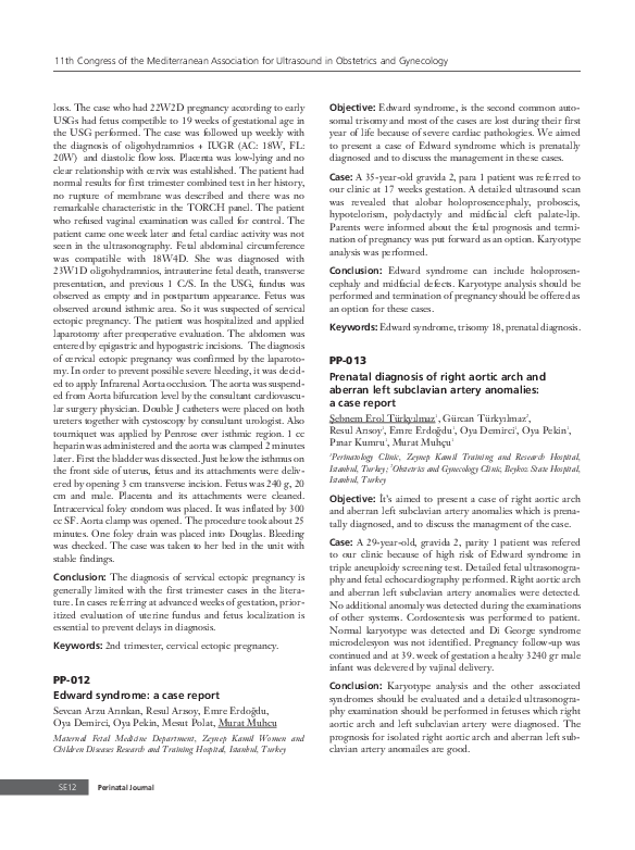 (PDF) Edward syndrome: a case report Prenatal diagnosis of right aortic ...