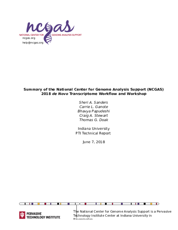(PDF) Summary of the National Center for Genome Analysis Support (NCGAS ...