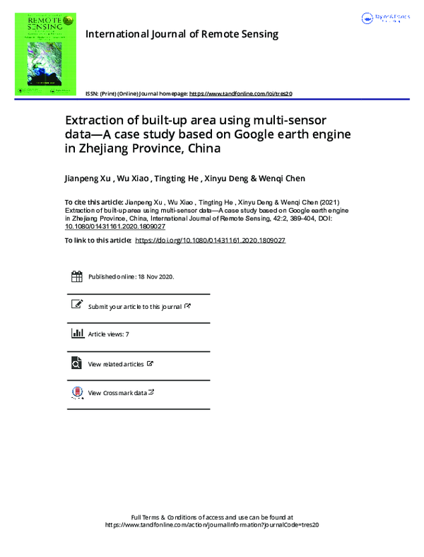 (PDF) Extraction of built-up area using multi-sensor data—A case study based on Google earth ...
