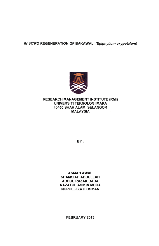 (PDF) In vitro regeneration of bakawali (Epiphyllum oxypetalum) / Asmah ...