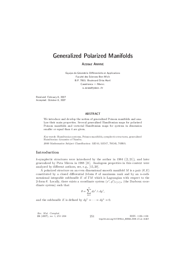 (PDF) Generalized Polarized Manifolds