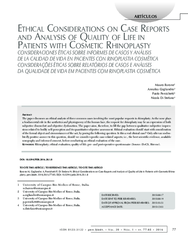 (PDF) Ethical Considerations on Case Reports and Analysis of Quality of Life in Patients with ...