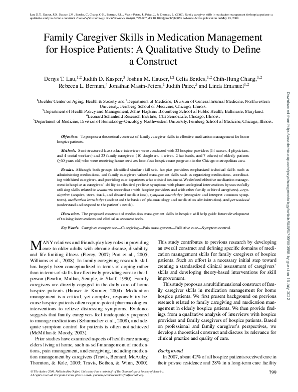 (PDF) Family Caregiver Skills in Medication Management for Hospice ...