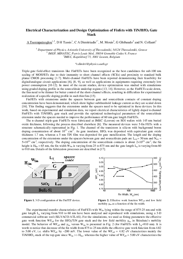 (PDF) Electrical characterization and design optimization of FinFETs ...