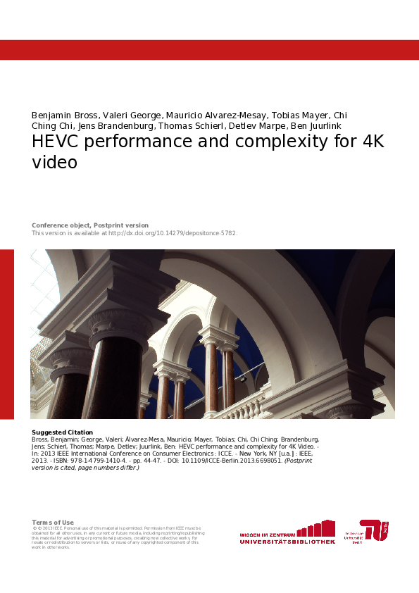 (PDF) HEVC performance and complexity for 4K video