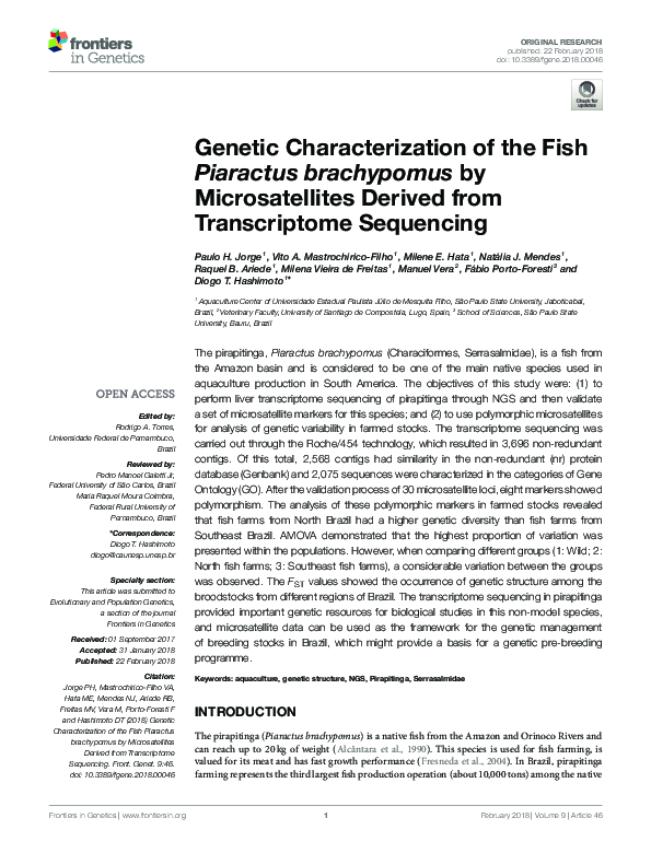 (PDF) {"__content__"=>"Genetic Characterization of the Fish by ...