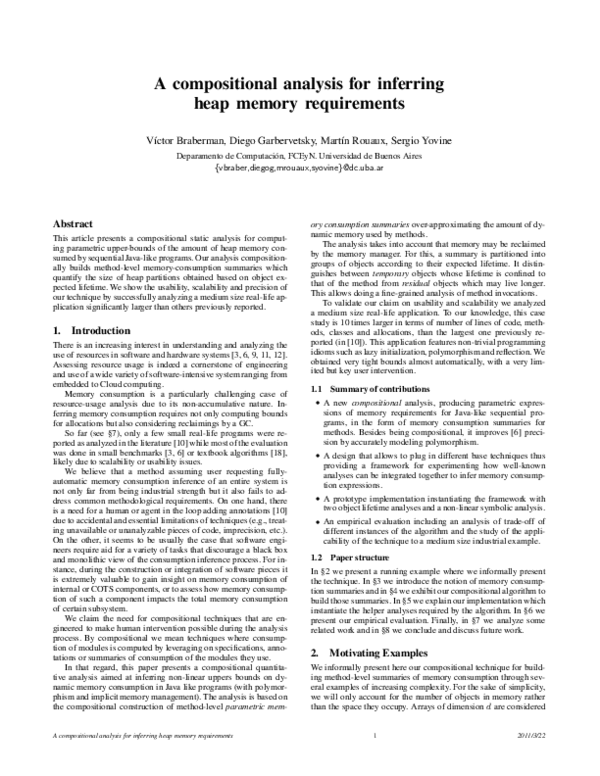 (PDF) A compositional analysis for inferring heap memory requirements