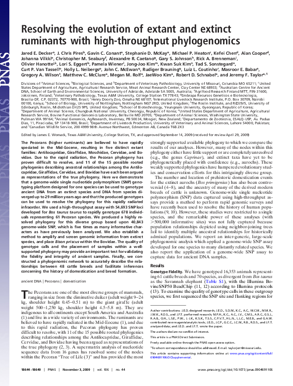 (PDF) Resolving the evolution of extant and extinct ruminants with high ...