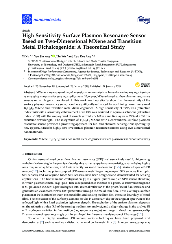 (PDF) High sensitivity surface plasmon resonance sensor based on phase interrogation at optimal ...