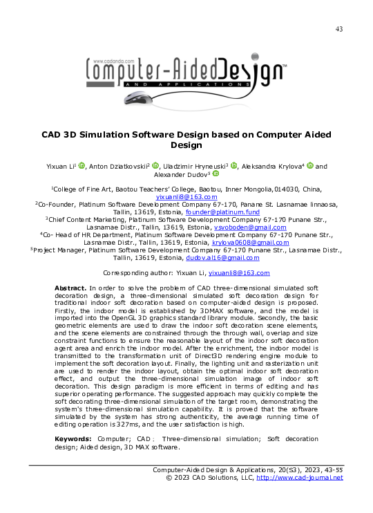 (PDF) CAD 3D Simulation Software Design based on Computer Aided Design