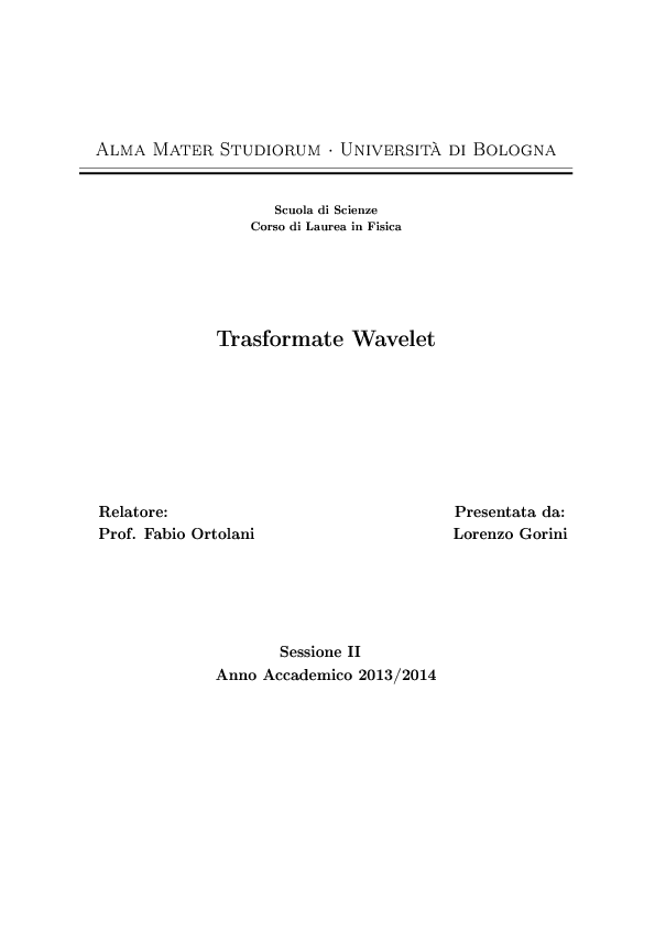(PDF) Trasformate wavelet