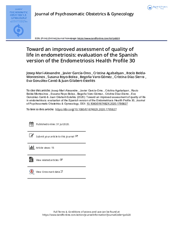 (PDF) Toward an improved assessment of quality of life in endometriosis ...