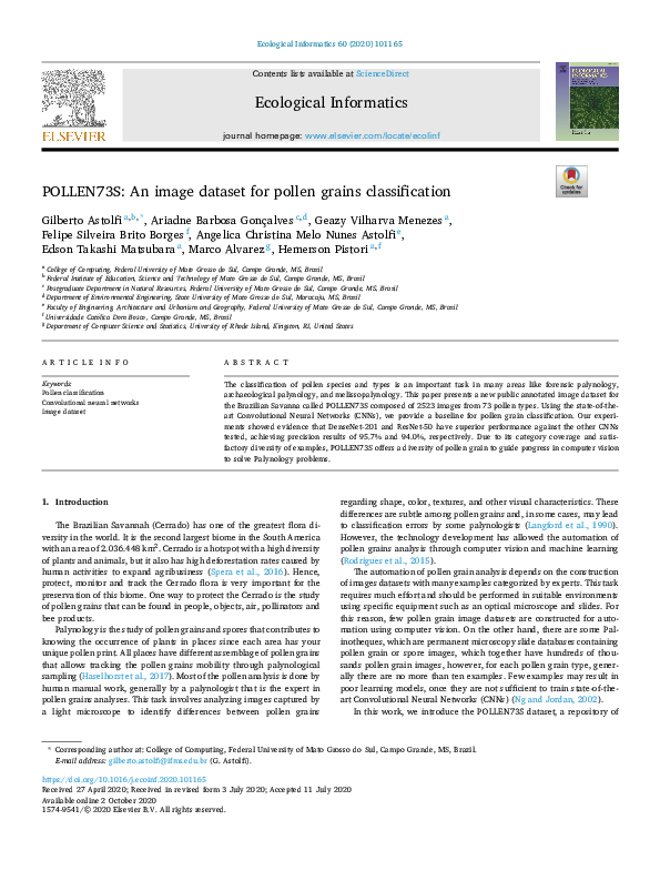 (PDF) POLLEN73S: An image dataset for pollen grains classification