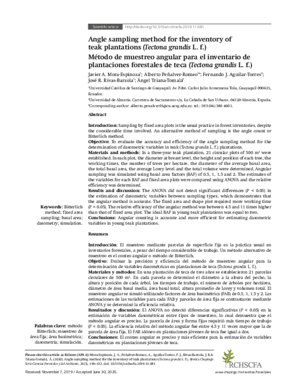 (PDF) Angle sampling method for the inventory of teak plantations ...
