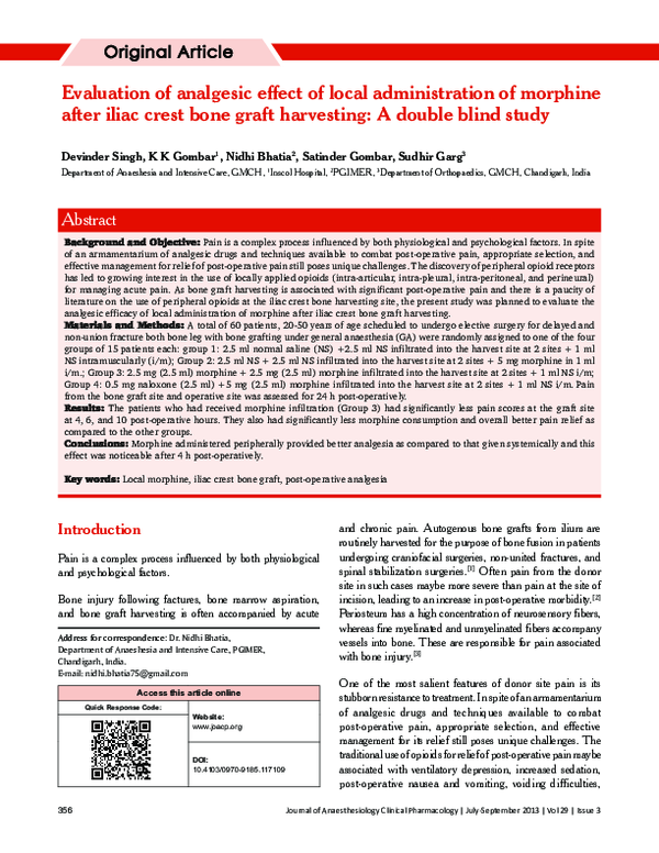 (PDF) Evaluation of analgesic effect of local administration of ...
