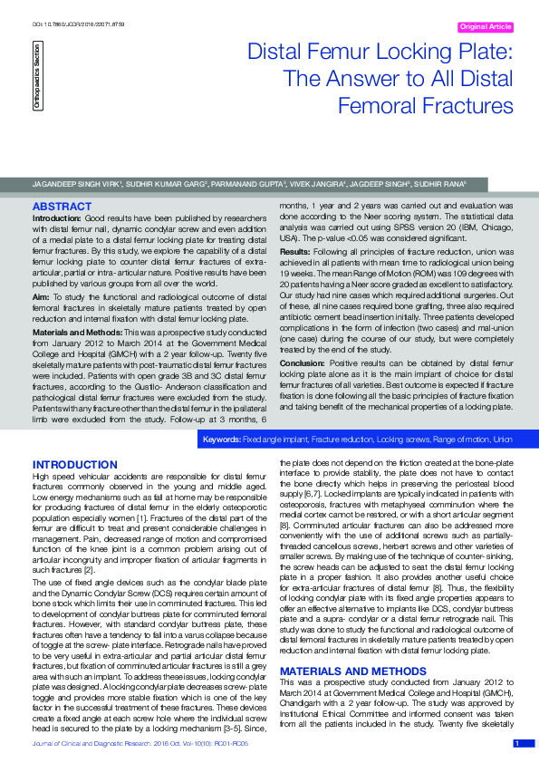 (PDF) Distal Femur Locking Plate: The Answer to All Distal Femoral ...