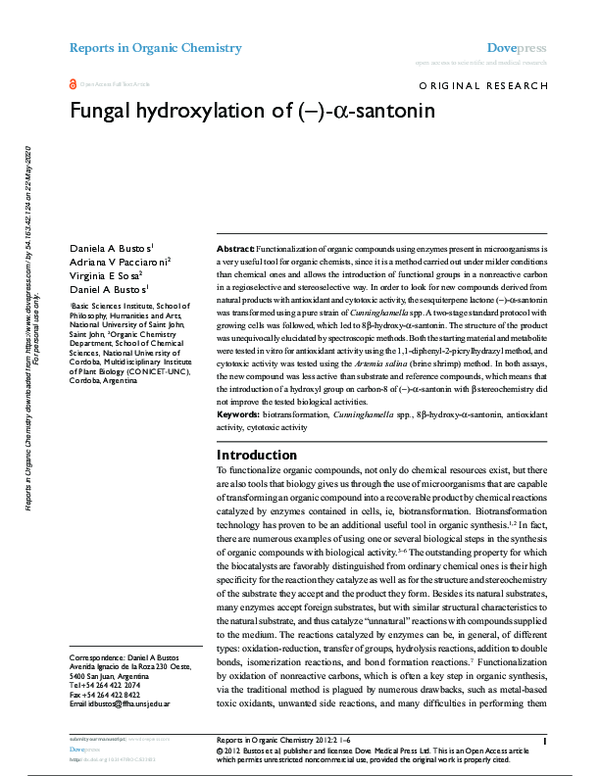 (PDF) Fungal hydroxylation of (-)-α-santonin