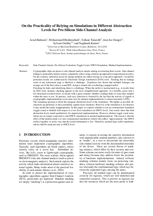 (PDF) On the Practicality of Relying on Simulations in Different Abstraction Levels for Pre ...