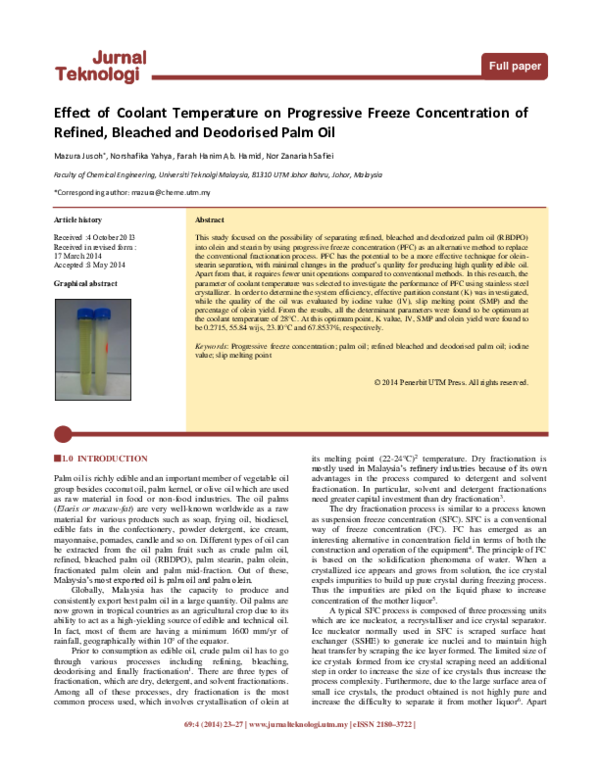 (PDF) Effect of Coolant Temperature on Progressive Freeze Concentration ...