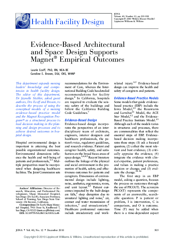 (PDF) Evidence-Based Architectural and Space Design Supports Magnet ...