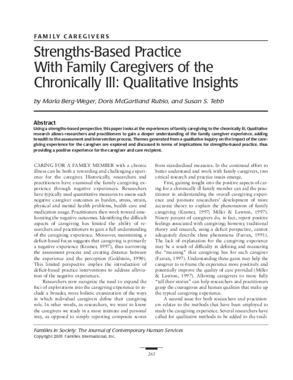 (PDF) Strengths-Based Practice with Family Caregivers of the ...