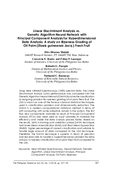 (PDF) Linear Discriminant Analysis vs . Genetic Algorithm Neural Network with Principal ...