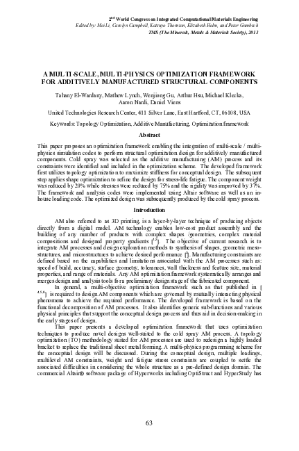 (PDF) A Multi-Scale, Multi-Physics Optimization Framework for Additively Manufactured Structural ...