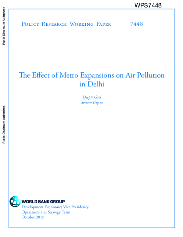 (PDF) The Effect of Metro Expansions on Air Pollution in Delhi