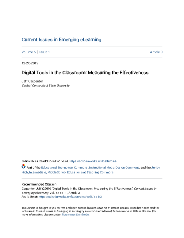 (PDF) Digital Tools in the Classroom: Measuring the Effectiveness