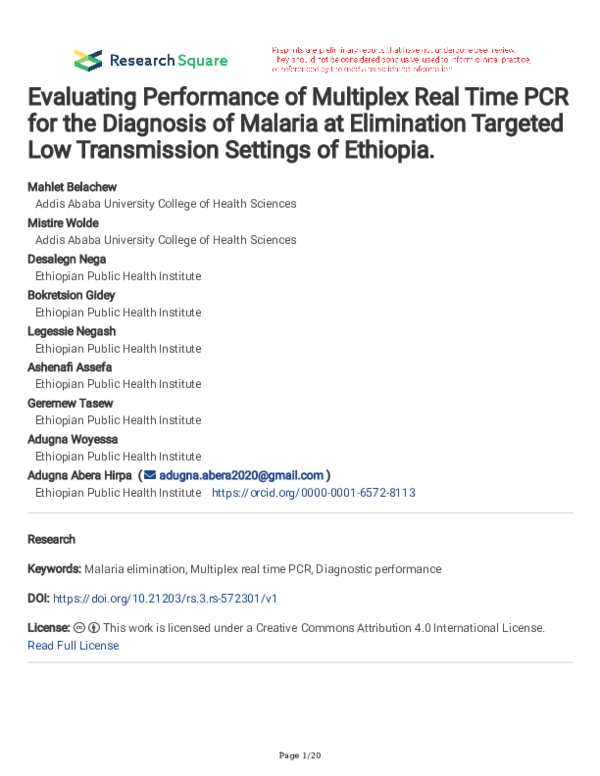 (PDF) Evaluating Performance of Multiplex Real Time PCR for the ...