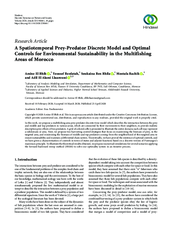 Pdf A Spatiotemporal Prey Predator Discrete Model And Optimal Controls For Environmental