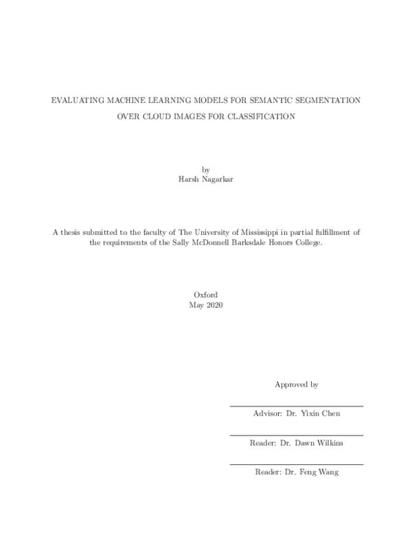(PDF) Evaluating Machine Learning Models for Semantic Segmentation over Cloud Images for ...