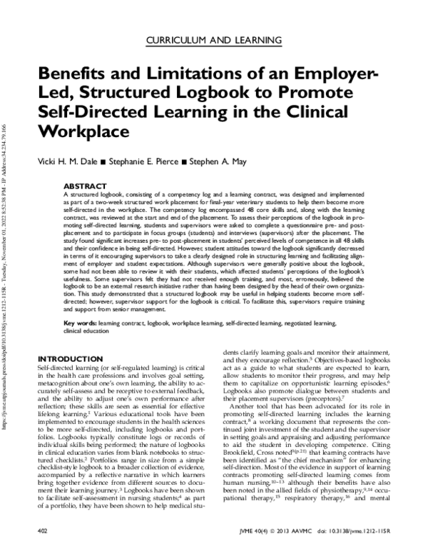 (PDF) Benefits and Limitations of an Employer-Led, Structured Logbook ...