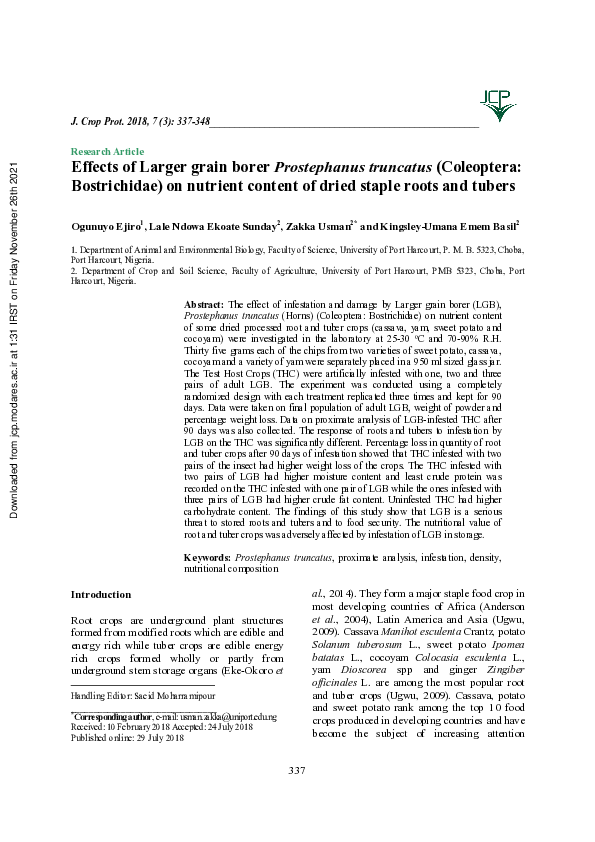 (PDF) Effects of Larger grain borer Prostephanus truncatus (Coleoptera ...