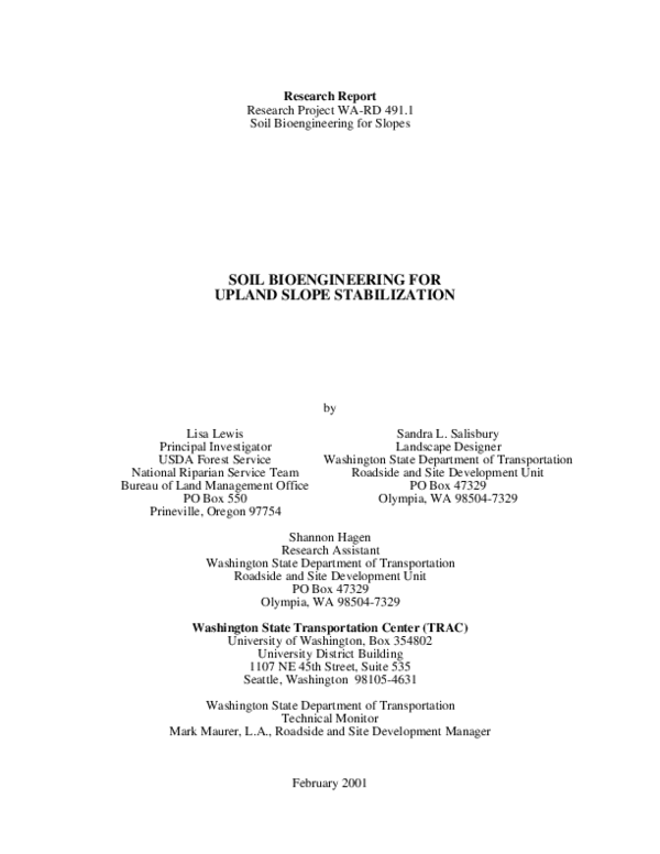 (PDF) Soil Bioengineering for Upland Slope Stabilization