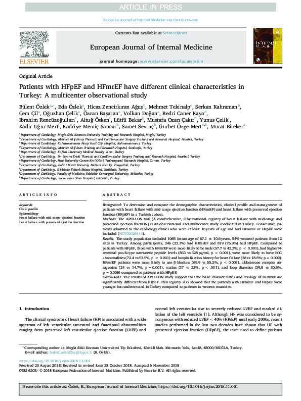 (PDF) Patients with HFpEF and HFmrEF have different clinical ...